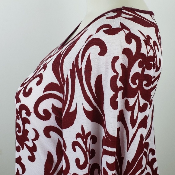 Loila | Tops | Loila Top Small Maroon Damask Floral Long Sleeve | Poshmark